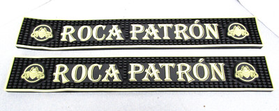 2 Roca Patron Tequila Heavy Duty Black Rubber Bar Rail Spill Mat USED ...