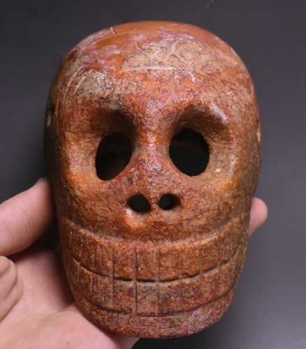 9CM China Hongshan Culture Old Jade Carving Skeleton Devil Skull Head ...