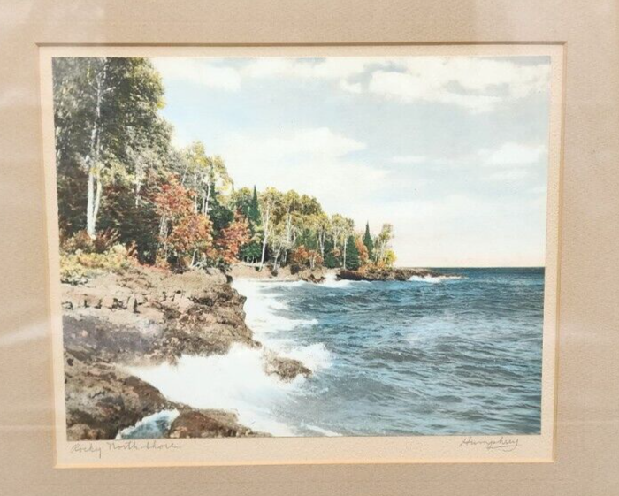 Vintage M. J. Humphrey Hand Tinted Photogragh Rocky North Shore | eBay