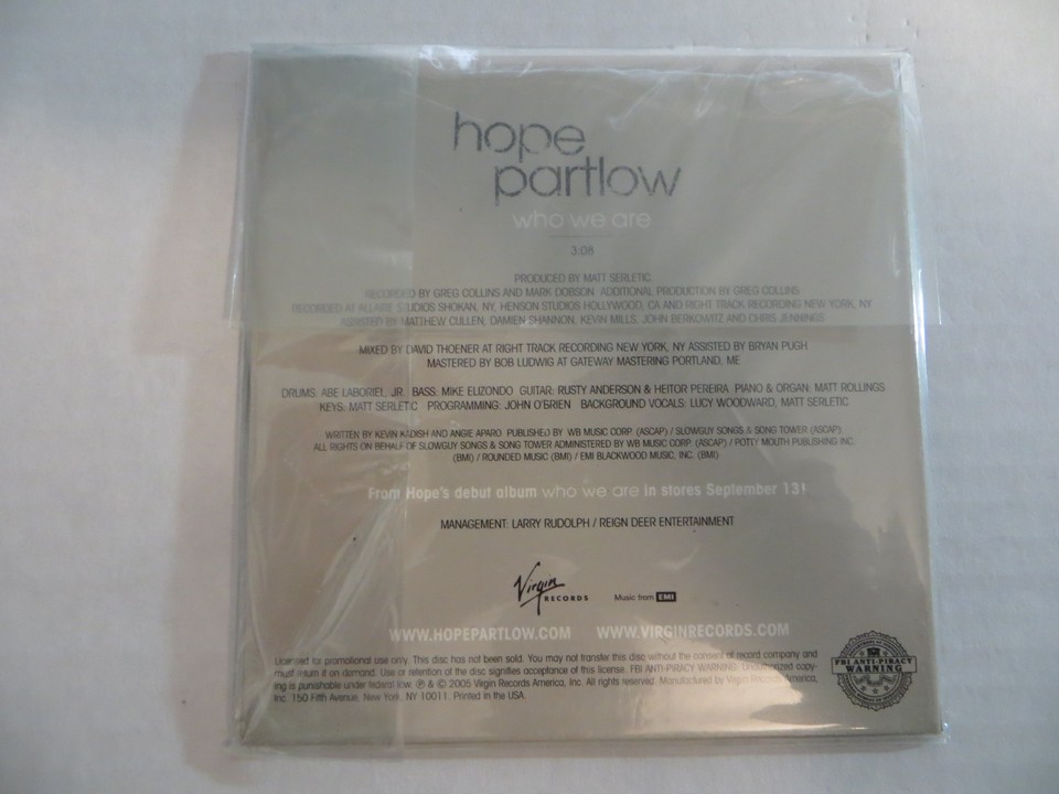 Hope Partlow – Who We Are - 2005 - Virgin 708761928525 CD VERY GOOD ...