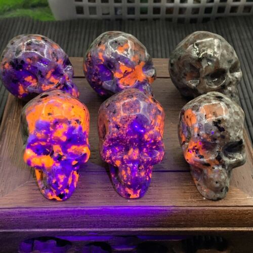 1pc Natural Flame Stone Skull Quartz Crystal Skull Carved Decor ...