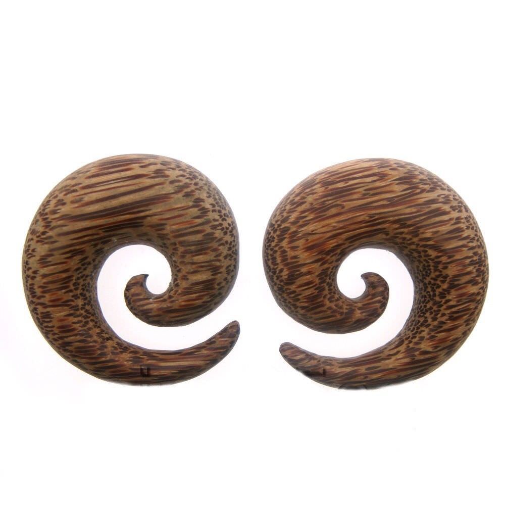 PAIR 00G 10MM COCONUT WOOD SPIRALS PLUGS PLUG COCO GAUGES EXPANDERS | eBay