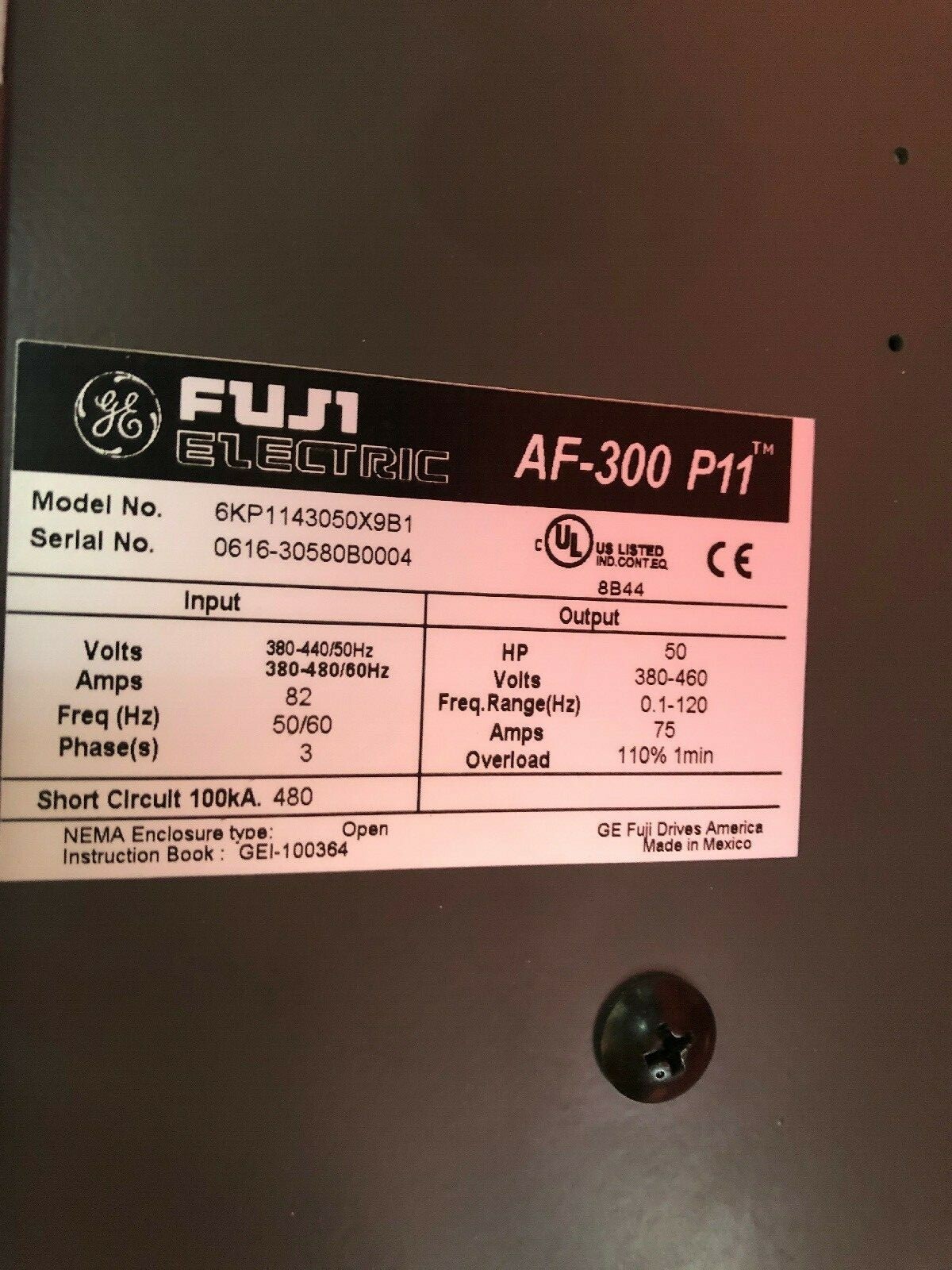 GE Fugi AF-300 P11 Drive 6KP1143050x9B1 50 HP 380-480 Volt 82 Amp | eBay