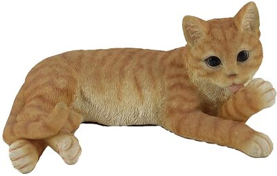 Realistic Orange Tabby Cat Resin Garden Statue Ginger Kitten Lawn ...