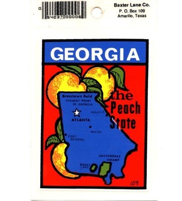 Lot of 12 Georgia State Map Souvenir Luggage Decals Stickers - New ...