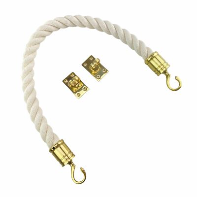 24mm Natural Cotton Barrier Rope x 2.5m c/w Brass Swan Hook And Eyes ...