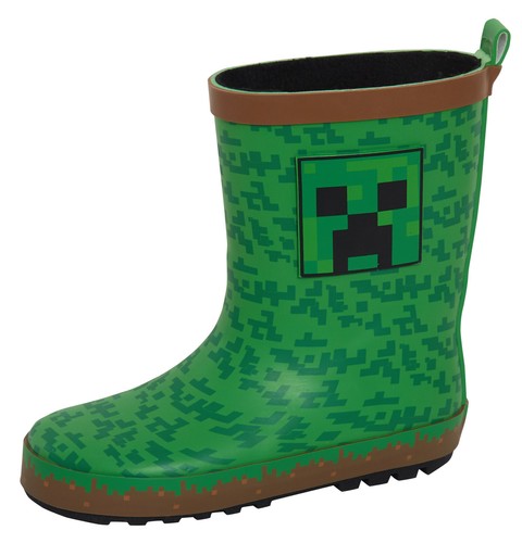 Boys Minecraft Rubber Wellingtons Kids Gamer Wellington Boots Rain ...