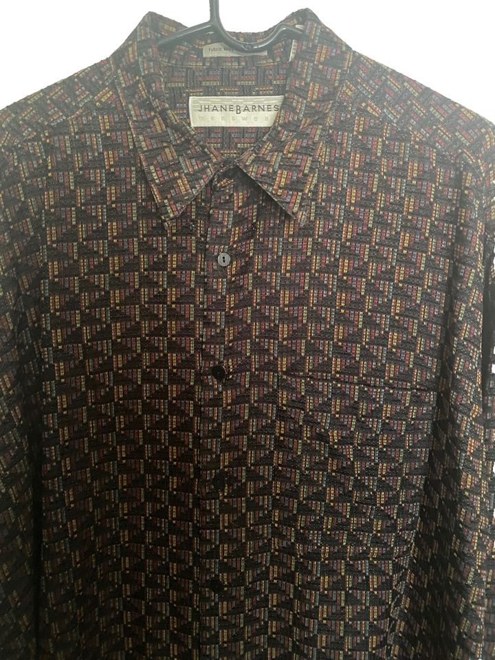 Jhane Barnes Shirt Mens XL Geometric Pattern Button Up Woven Long ...