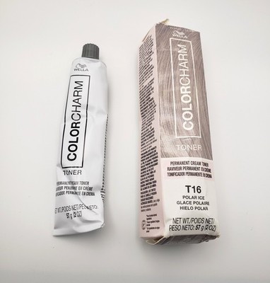 Wella COLORCHARM Permanent Creme Toner 2oz, T16 Polar Ice (small dent ...