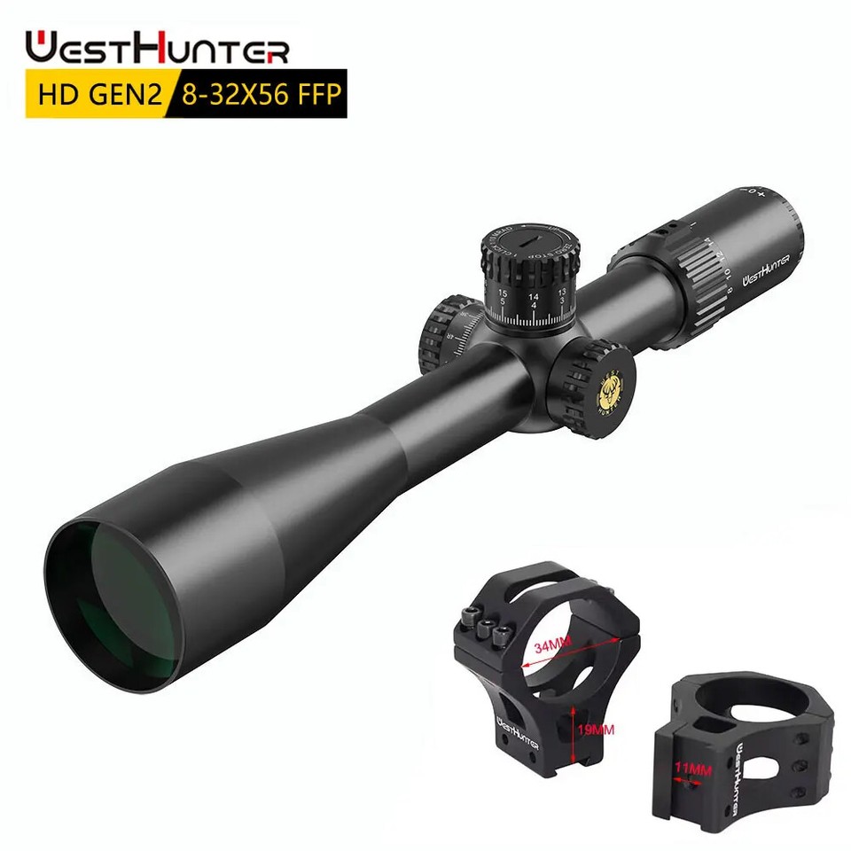 WestHunter HD GEN2 8-32X56 FFP Zero Stop Scope 34mm Tube Long Range ...