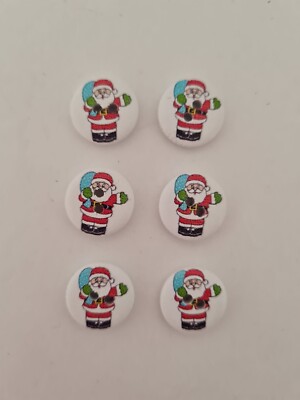 6 round wooden Santa Claus buttons 15 mm | eBay Australia