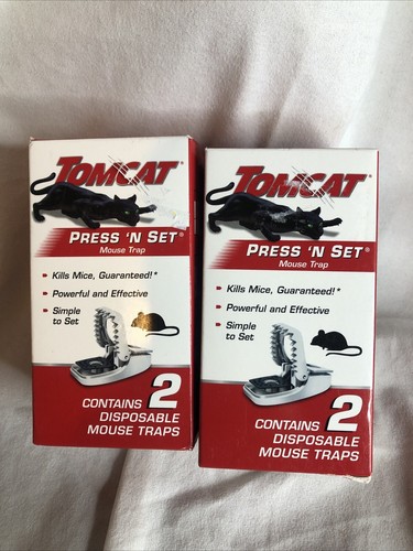 2 Paks Tomcat Press 'N Set Mouse Trap Indoor Outdoor Use Plastic Spring ...