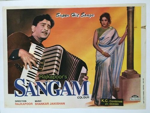 1964 Bollywood Poster Sangam. Raj Kapoor Vyjayanthimala Rajendra 102cm ...