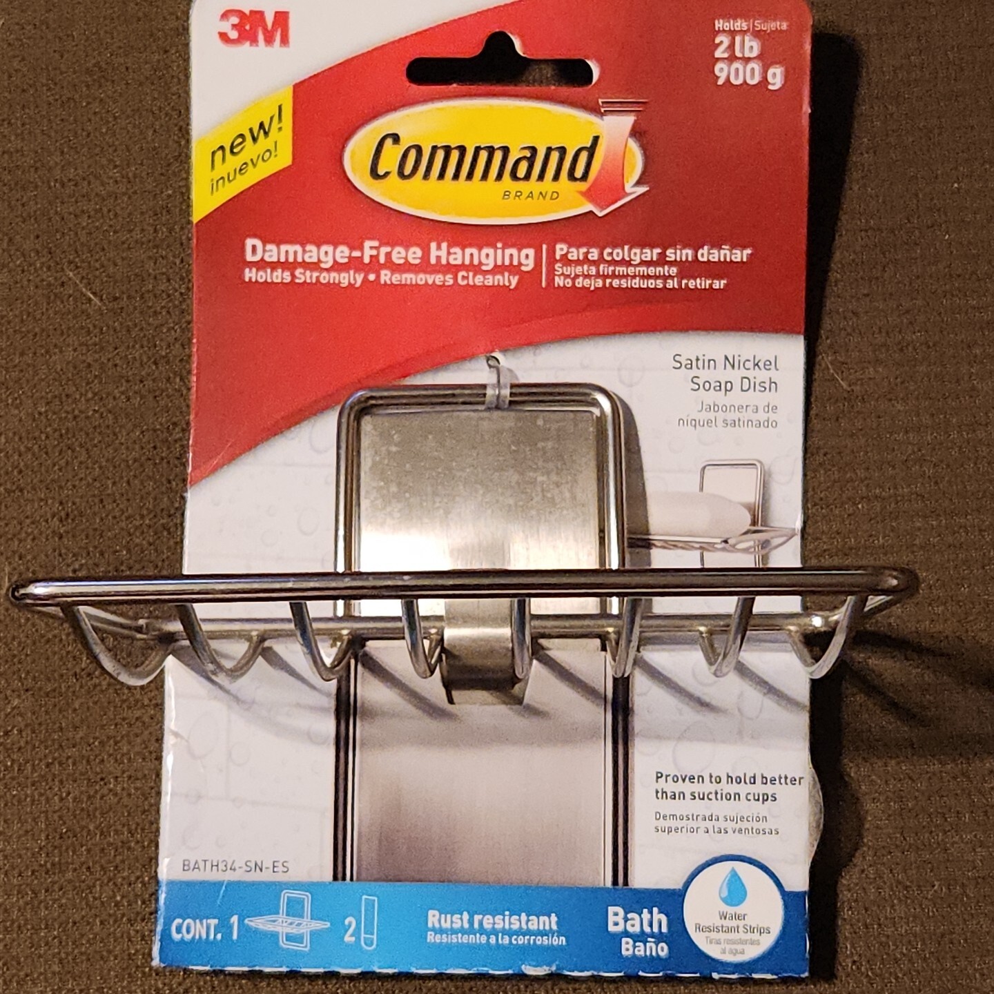 3M Command Bath Soap Dish Holder Adhesive Holds 2lb Satin Nickel 1 Dish ...