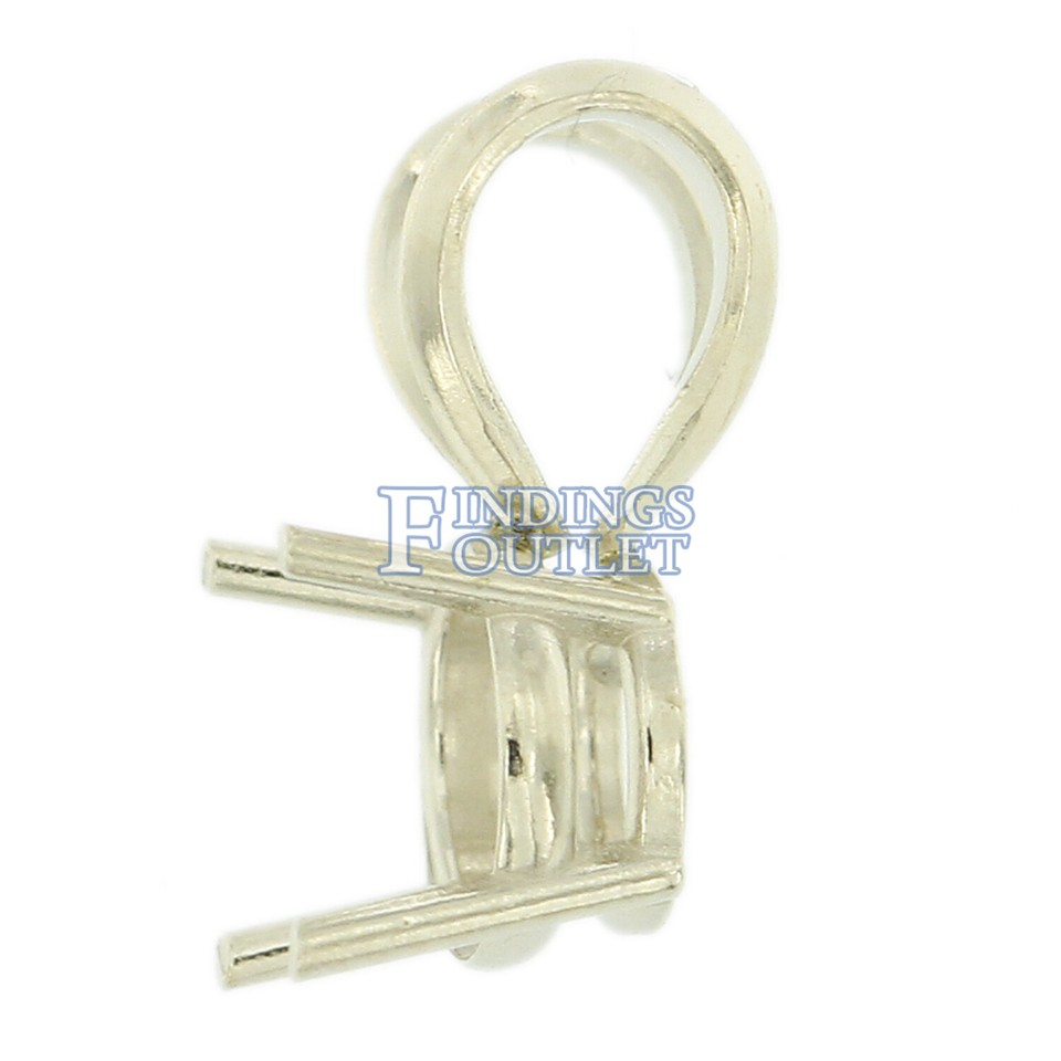 14K White Gold Round Pendant Setting Rabbit Ear Bail Mounting 0.05ct ...