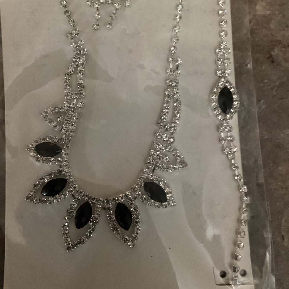 Christina Collection- Blue Crystal/Rhinestone Adjustable Necklace ...