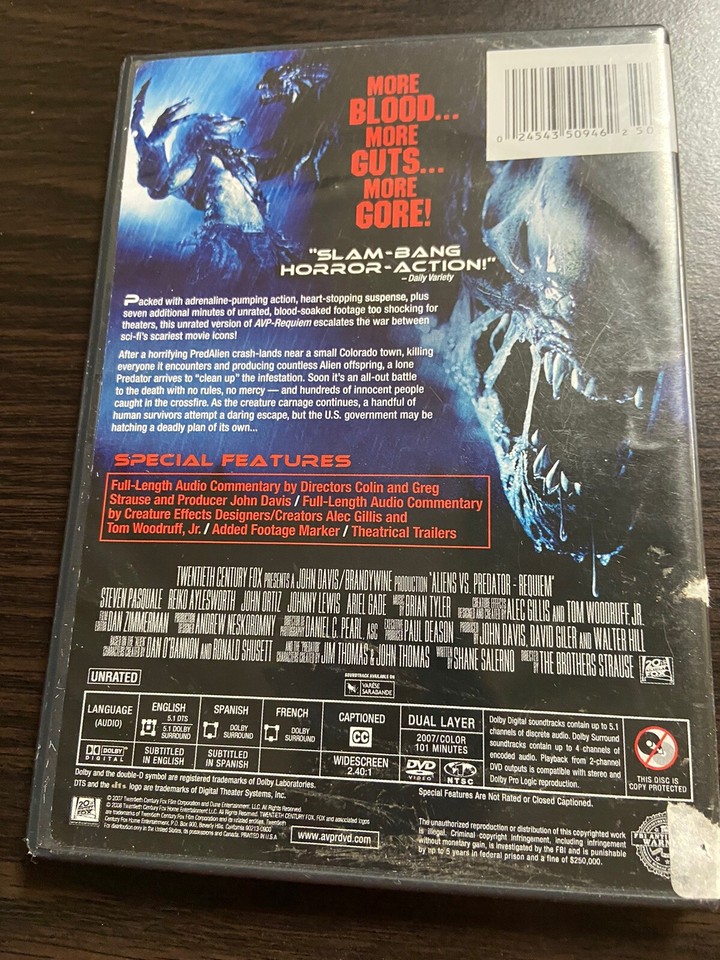 Aliens vs. Predator: Requiem DVD, 2007, Unrated | eBay