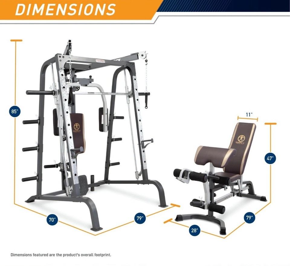 Marcy Home Gym Smith Cage System MD-9010G Weight Training Circuit Combo ...