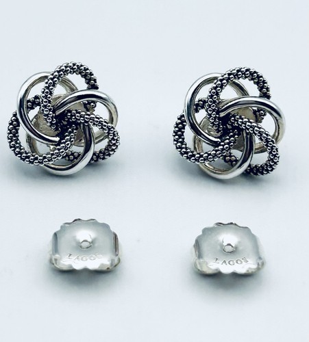 Lagos 925 Sterling Silver Endless Knot Caviar Talisman Woven Stud ...