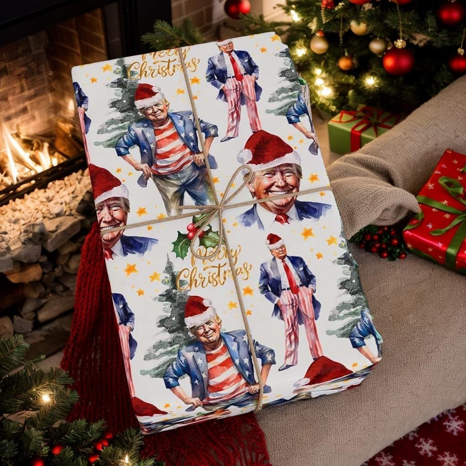 Donald Trump Wrapping Paper Christmas, 30'' X 72'' Trump Christmas ...
