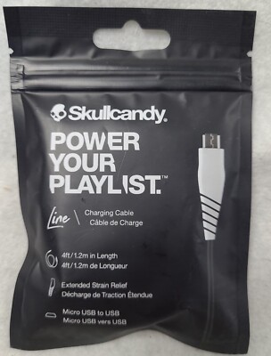 Skullcandy Line black & white usb to micro usb Charging Cable 4ft. New ...
