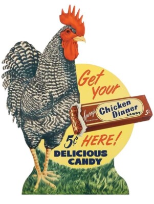 Chicken Dinner Candy 5 Cents Here NEW Sign 18" Tall Diecut USA STEEL | eBay