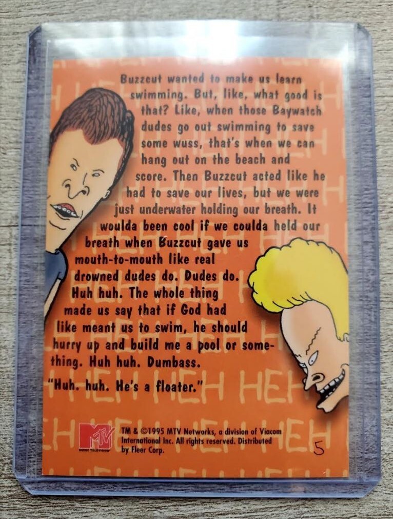 1995 Fleer Ultra MTV Animation Beavis and Butthead Water Safety #5 | eBay