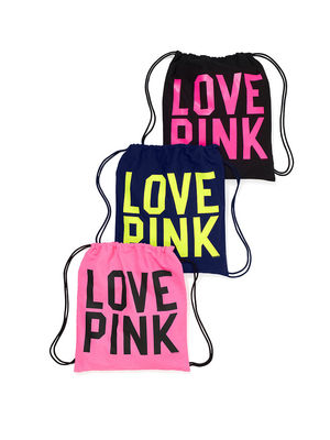 Victoria's Secret Pink PINK COLOR Drawstring Backpack Bag Tote Duffle ...