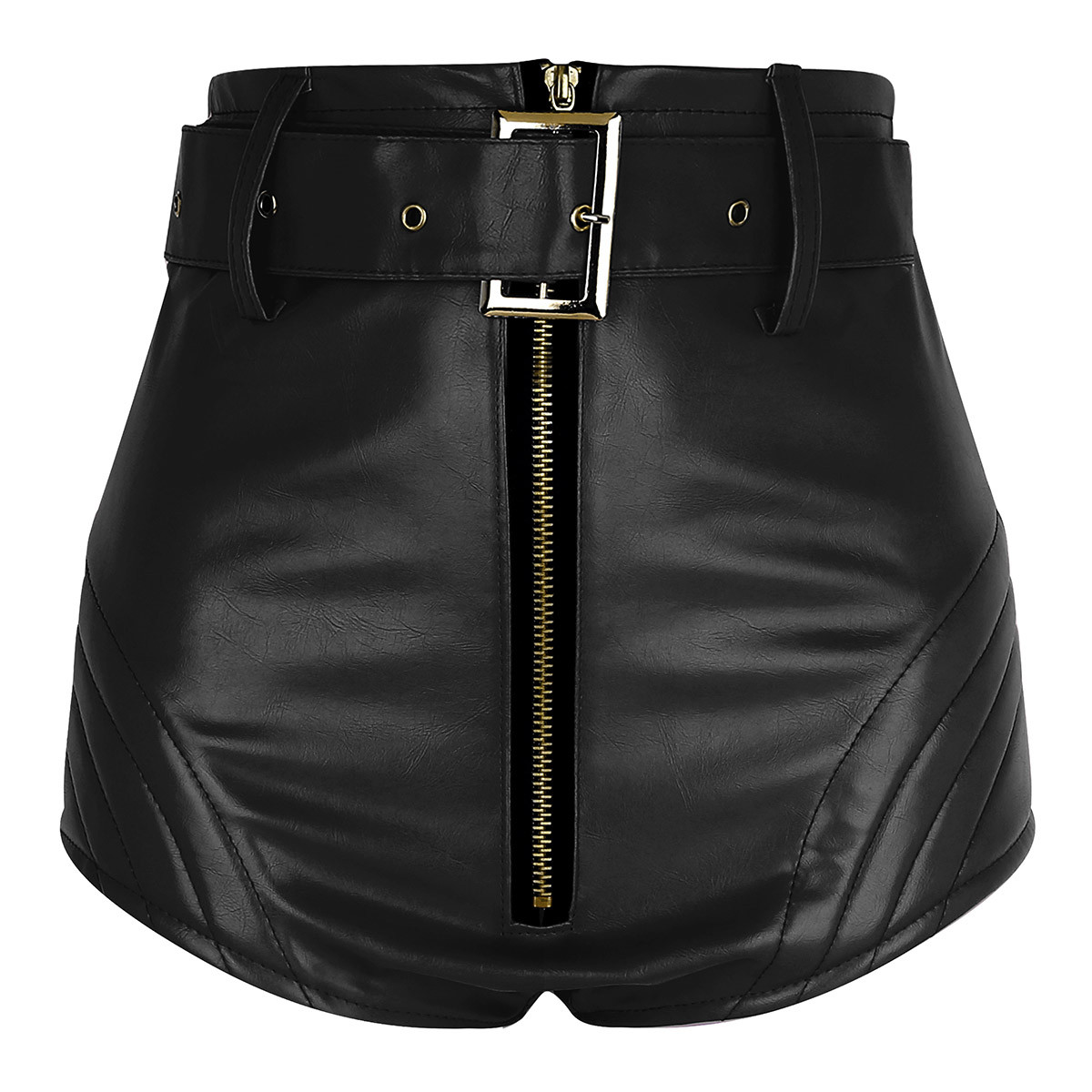 Women Leather Hot Pants Casual High Waisted Zipper Shorts Bottoms Short ...
