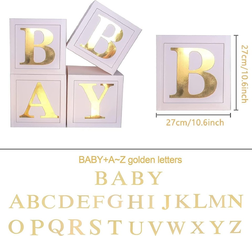 Baby Shower Decorations Baby Balloon Boxes Blocks with 30 Letters for ...