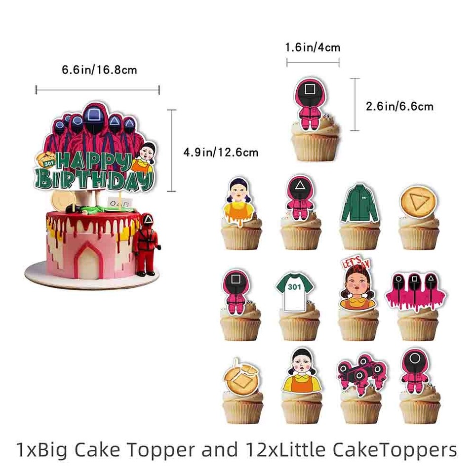 Sq*uid Game Themed Happy Birthday Banner Balloons Party Decorations Set ...