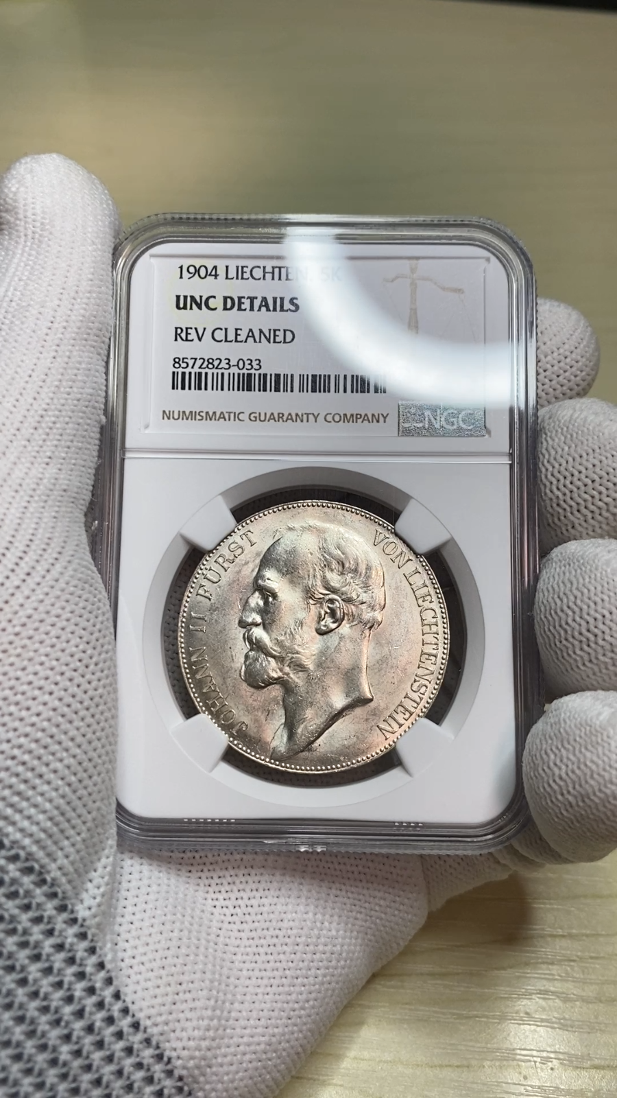Liechtenstein 1904 5 Kronen Silver Crown Coin Glory Fully White Lusters ...