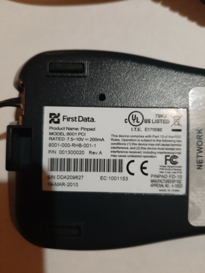 First Data FD-10 PinPad, ATM Credit Debit input Pad - Model 8001 PCI ...