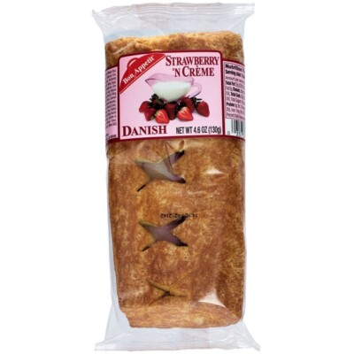 Bon Appetit Strawberry ‘N Creme Danish 20ct - 4.6oz Flaky Pastry, Sweet ...