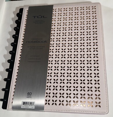 TUL Discbound Notebook - Pink & Rose Gold Leather Cover Narrow Ruled ...