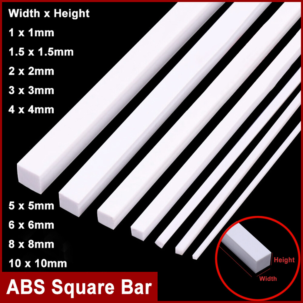 White Solid ABS Plastic Square Bar Rod DIY Model Building 1x1-10x10mm ...
