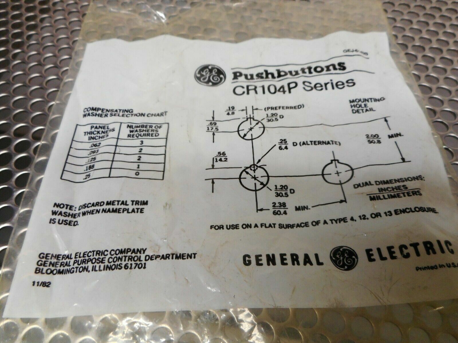 GE CR104P Extended Pushbutton Black General Electric for sale online | eBay