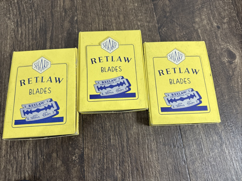 Antique NOS Sharp Retlaw Blades Double Edge Razor Blades Full Display ...