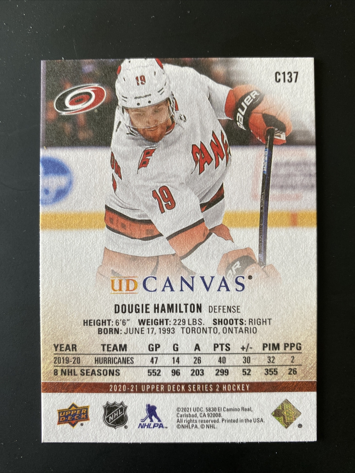 2020-21 Upper Deck - UD Canvas #C137 Dougie Hamilton for sale online | eBay