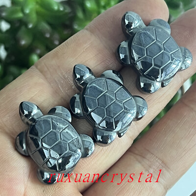 3pcs Natural Hematite Quartz Hand Carved tortoise skull Crystal Reiki ...