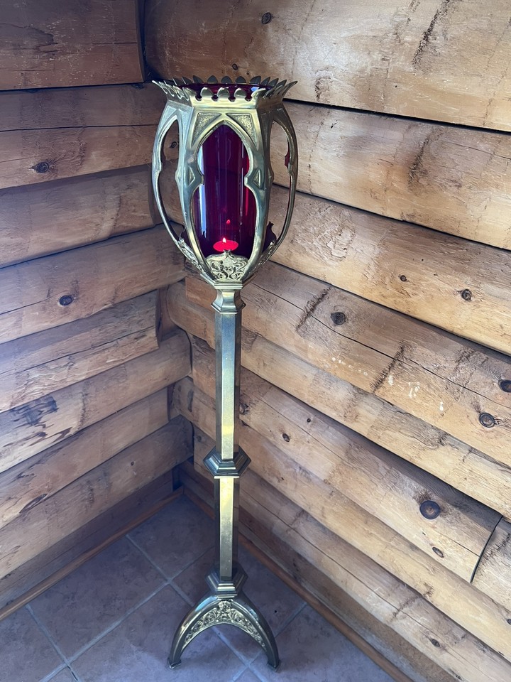 Sanctuary Lamp Candle Holder Catholic Church Altar Red Lantern 50” Tall ...