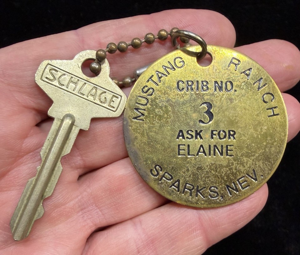 VTG MUSTANG RANCH CRIB NO 3 ASK FOR ELAINE SPARKS NEVADA NV BRASS KEY ...
