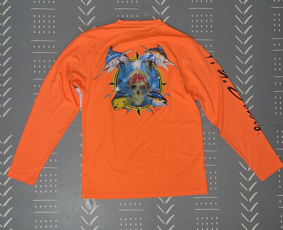 F.H. Davis Sport Fishing Long Sleeve Neon Orange Men’s T-Shirt, S | eBay