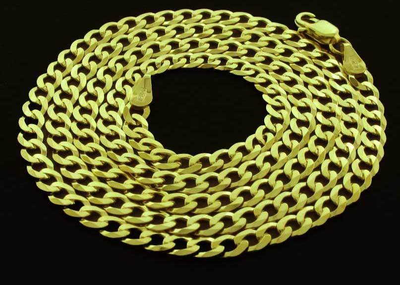 375 9CT GOLD CURB CHAIN SOLID YELLOW 18" FLAT D/C DIAMOND CUT LINK ...