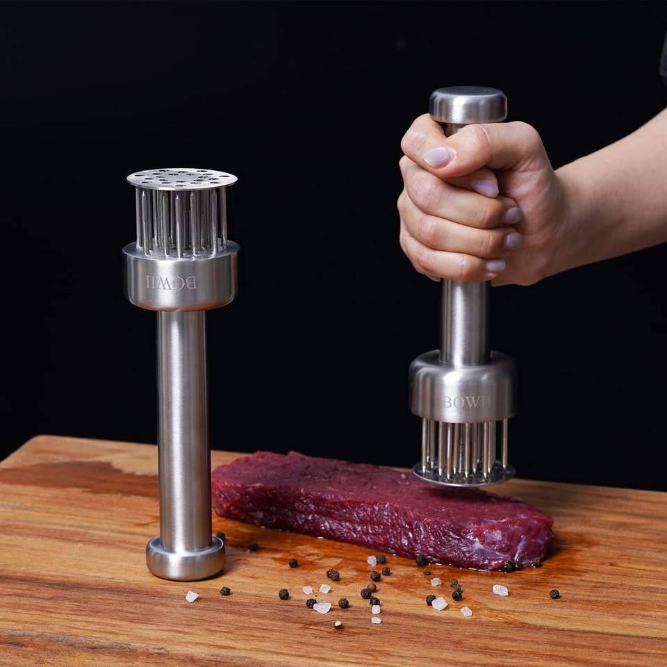 21-Needle Stainless Steel Meat Tenderizer Tool Needle Mallet Injector ...