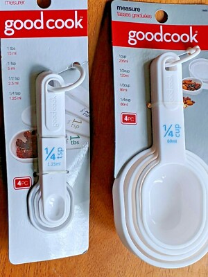 White Plastic Measuring set Cups spoons (8-Piece) Matching Goodcook ...