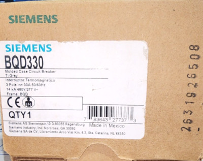 SIEMENS BQD330 30 AMP 480/277V 3 POLE CIRCUIT BREAKER (JV4) | eBay