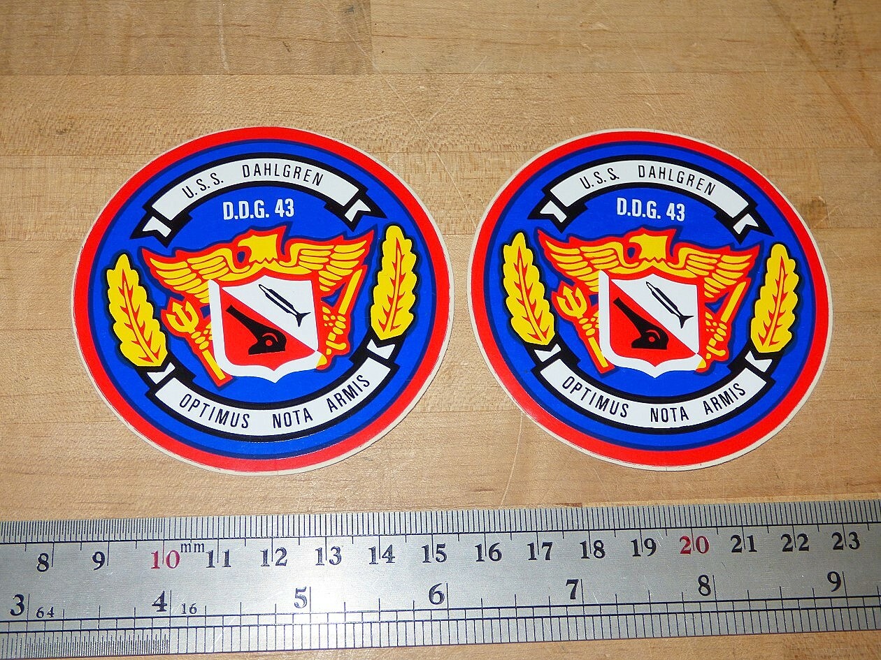2 US NAVY GUIDED MISSLE DESTROYER USS DAHLGREN DDG-43 BUMPER STICKERS ...