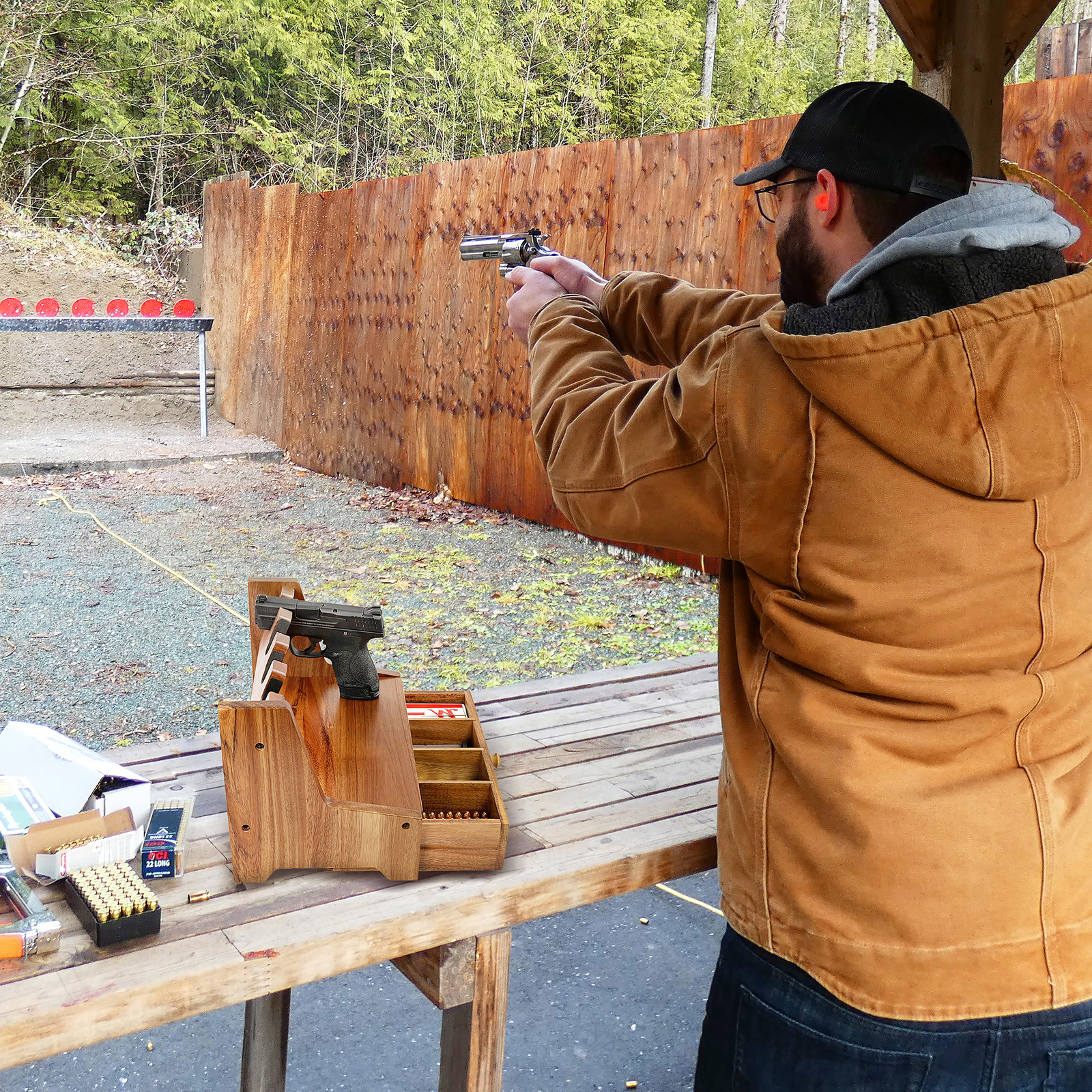 Tactical45 Gun Safe Pistol Rack - 4 Handgun Pistol Stand with Ammo ...