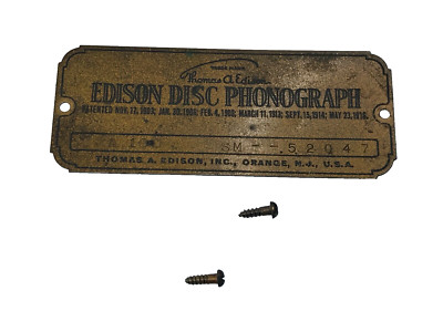 Edison A100 Disc Phonograph Original ID Badge Name Plate Plaque Sign | eBay